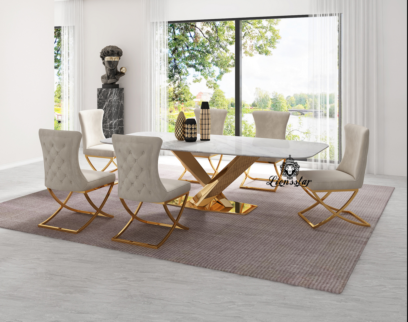 Luxus Designer Esstisch Bridge Gold | Lionsstar GmbH
